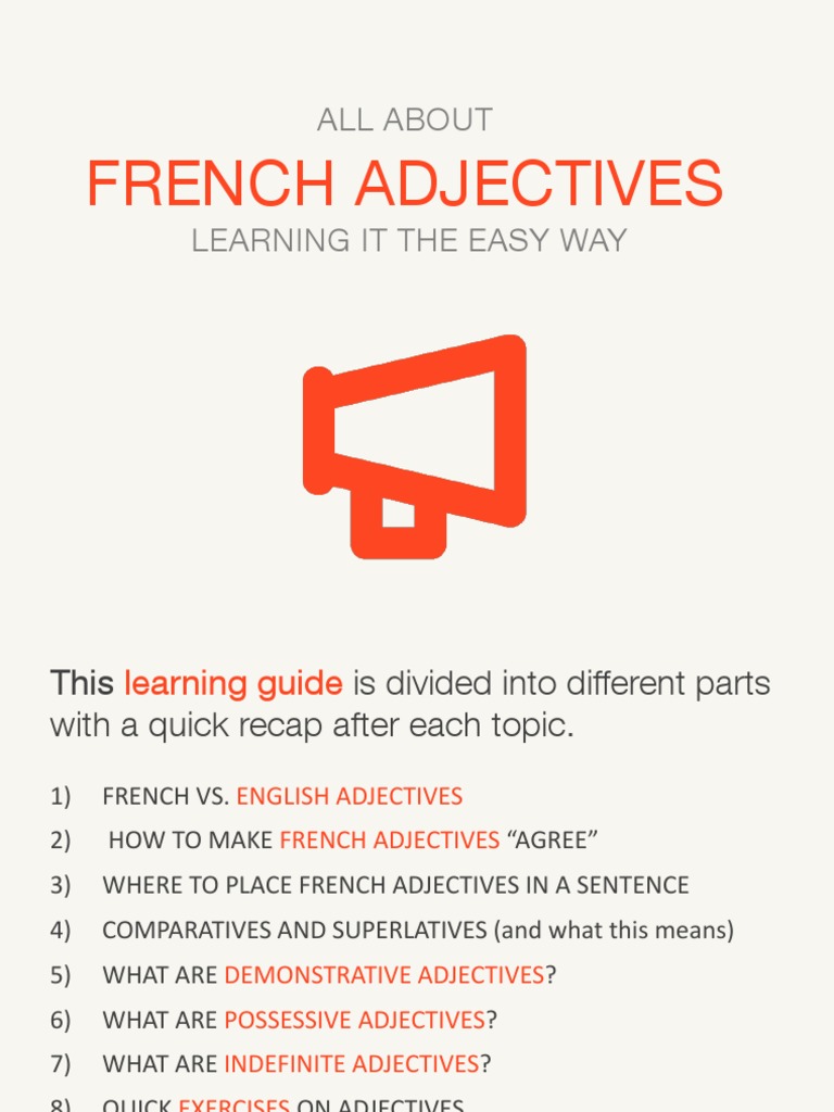 French Adjectives Guide | PDF | Adjective | Grammatical Gender