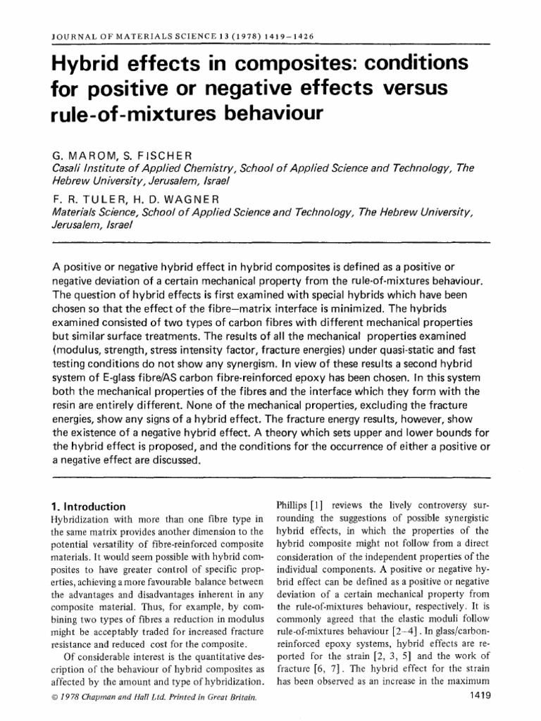 Hybrid Effects in Composites: Conditions For Positive or Negative ...