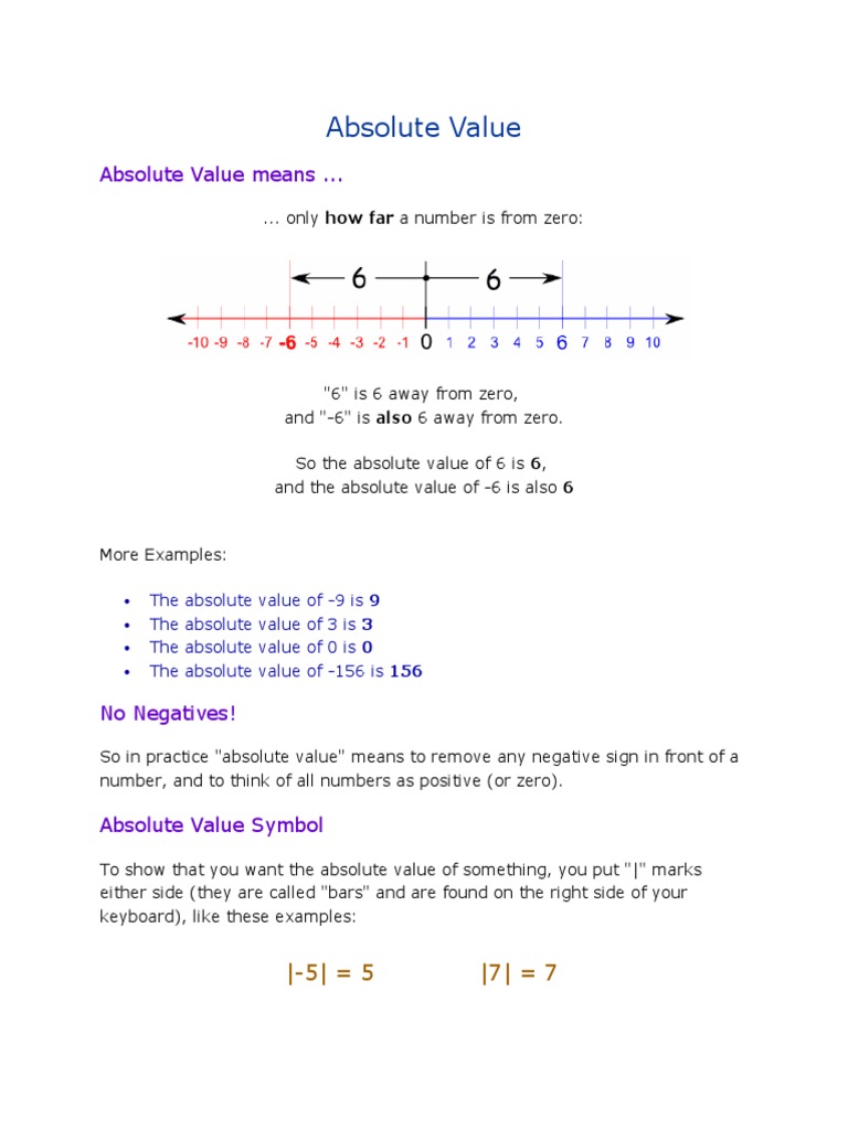 Understanding Absolute Value | PDF