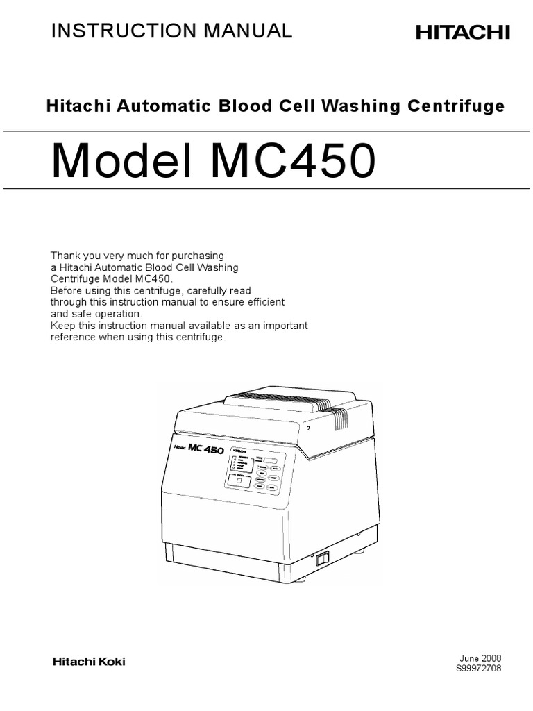 MC450 User Manual | Centrifuge | Distributor