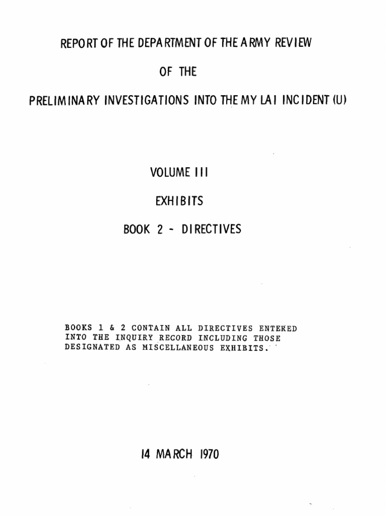 Report of The Department of The Army Review of The Preliminary ...