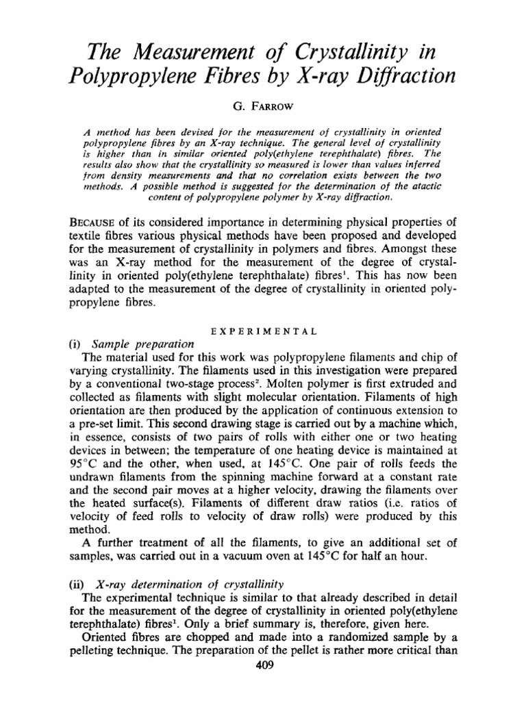 The Measurement of Crystallinity in Polypropylene Fibres by X-Ray ...