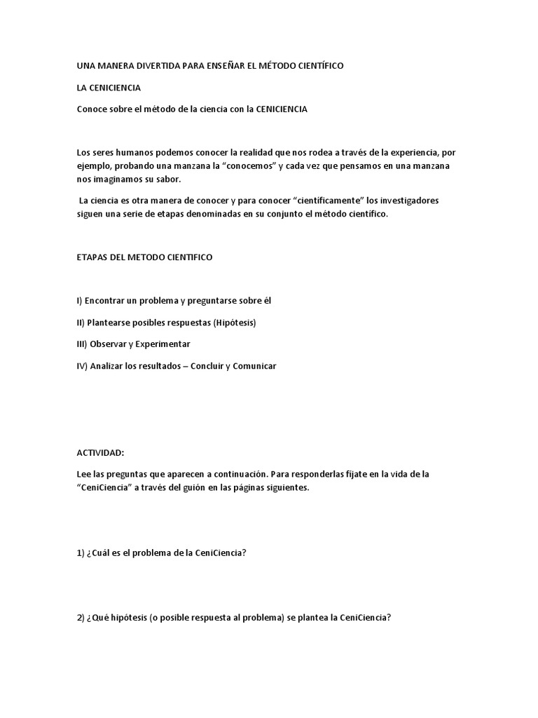 Método Científico con CeniCiencia | PDF | Método científico | Science