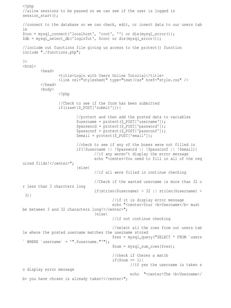 Register PHP | PDF | Password | User (Computing)