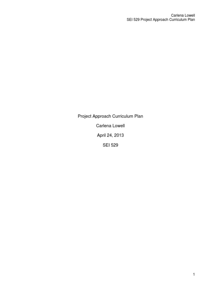 Carlena Lowell 529 Project Approach Curriculum Plan | PDF | Yogurt ...