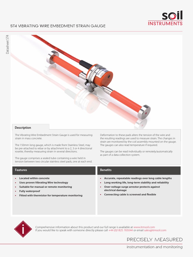 ST4 Vibrating Wire Embedment Strain Gauge | Wire | Concrete