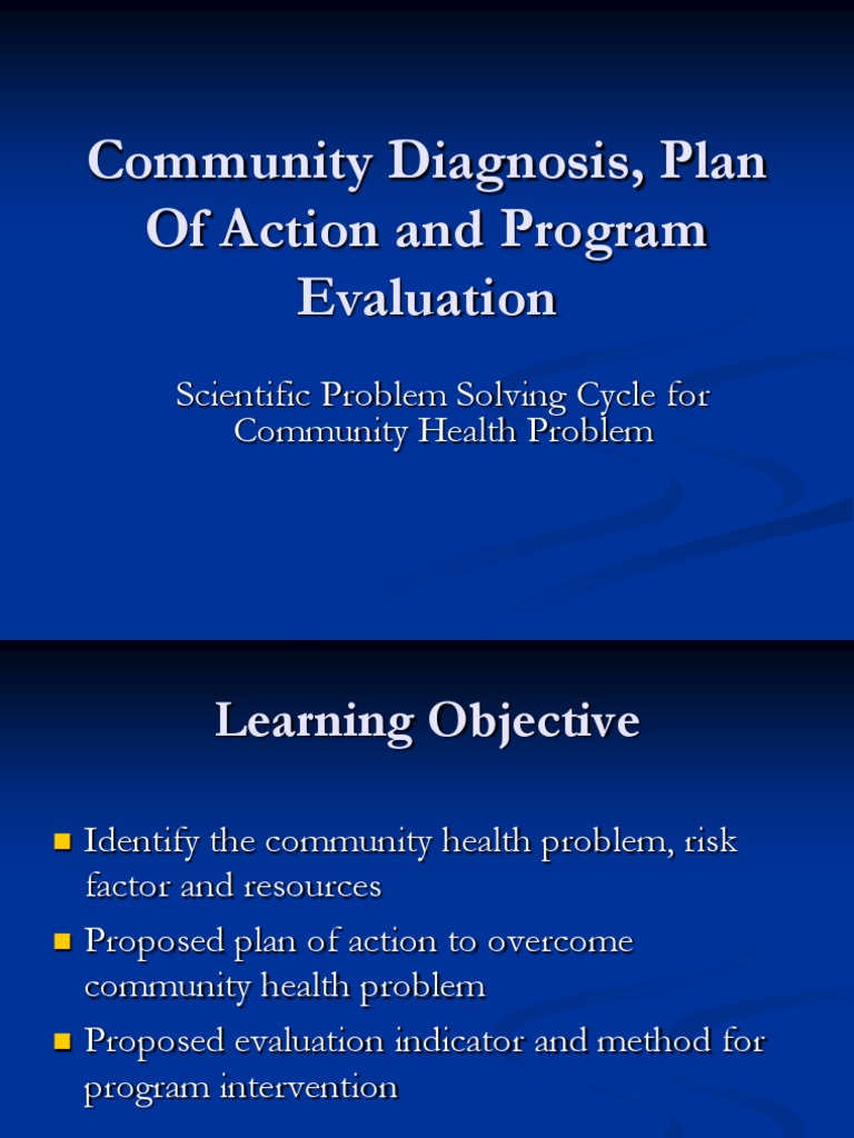 Community Diagnosis | PDF | Program Evaluation | Evaluation