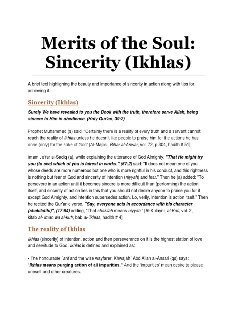Achieving Sincerity (Ikhlas) in Worship | PDF | God In Islam | Theism