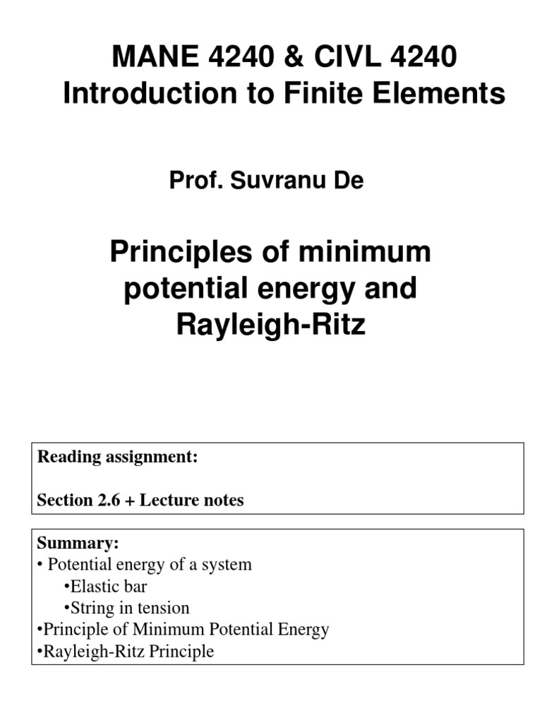 Minimum Potential Energy Principle | PDF | Elasticity (Physics ...