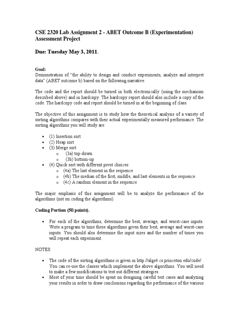 CSE 2320 Lab Assignment 2 | PDF | Time Complexity | Logarithm