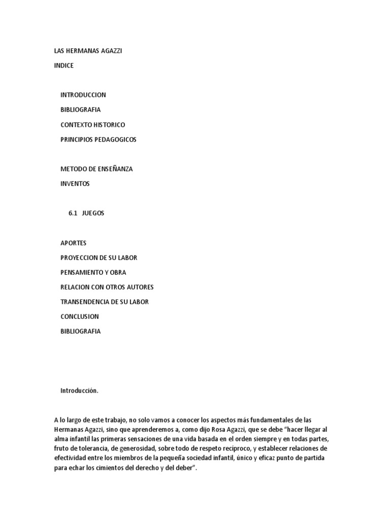 Las Hermanas Agazzi | PDF | Jardín de infancia | Educación Montessori