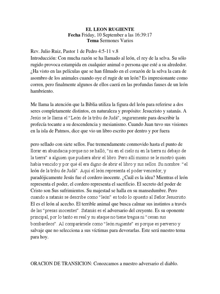 El Leon Rugiente | PDF | Diablo | Miguel (Arcángel)