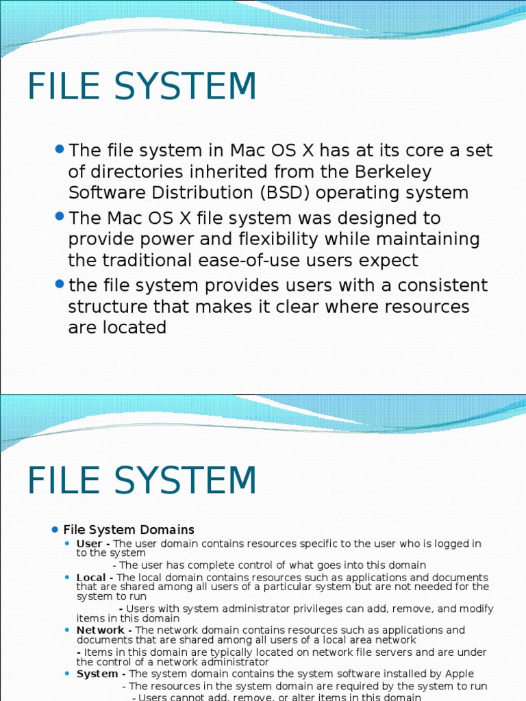 File System Mac Os X File System Operating System