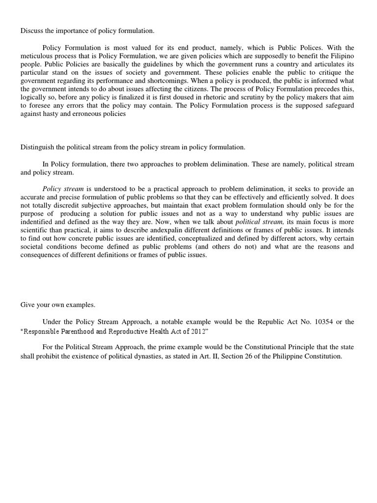 Importance of Policy Formulation | PDF | Policy | Government