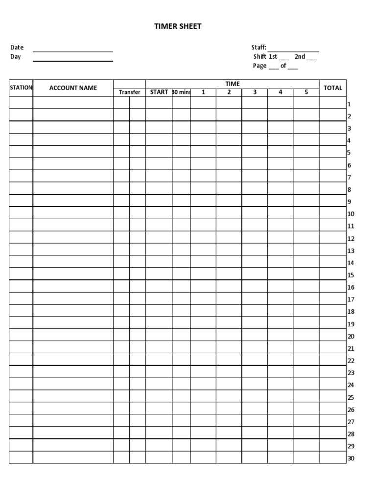 Timer Sheet | PDF