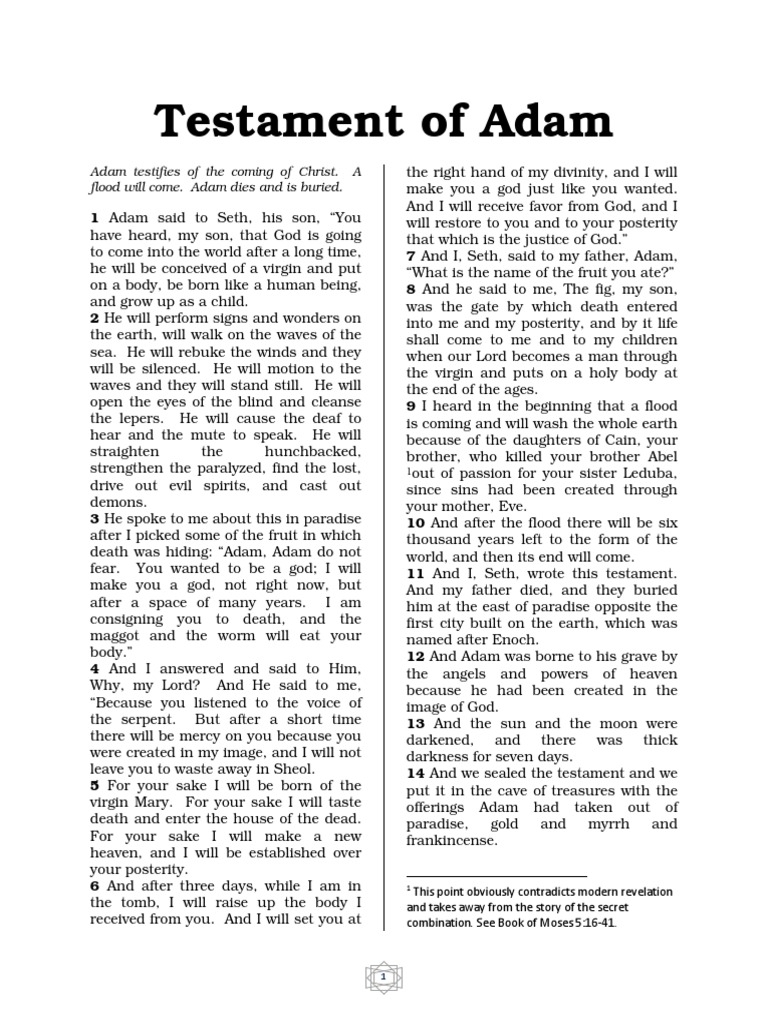 Testament of Adam | Cain And Abel | Adam