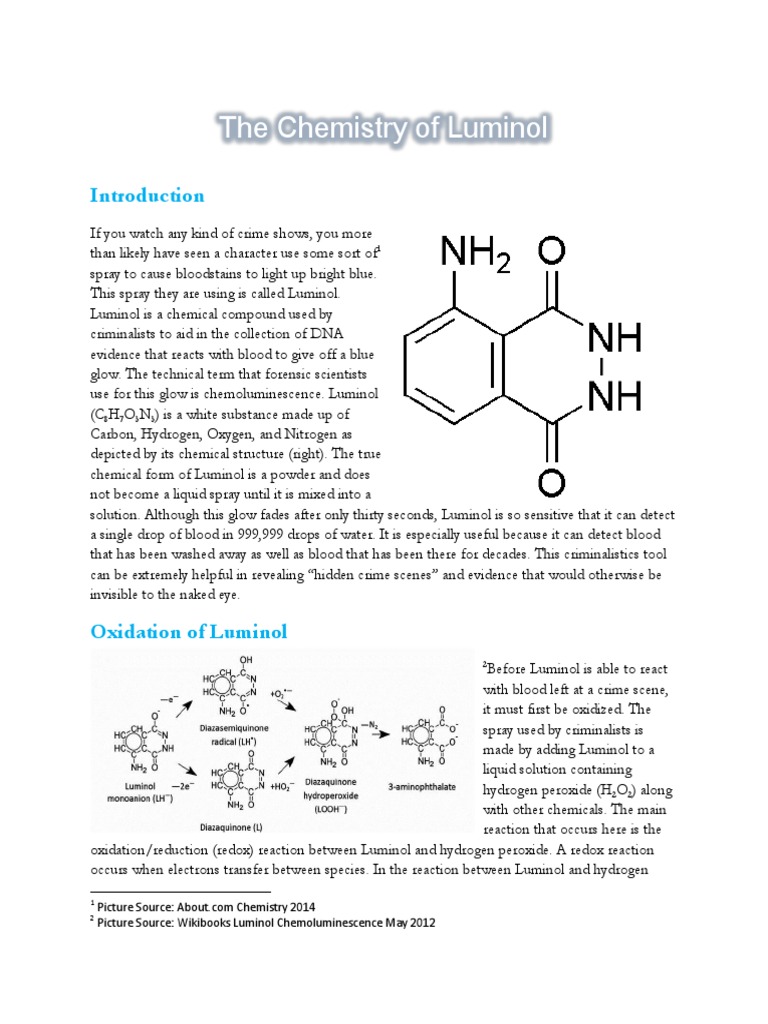 Definition and Description - Luminol | PDF | Redox | Chemical Reactions