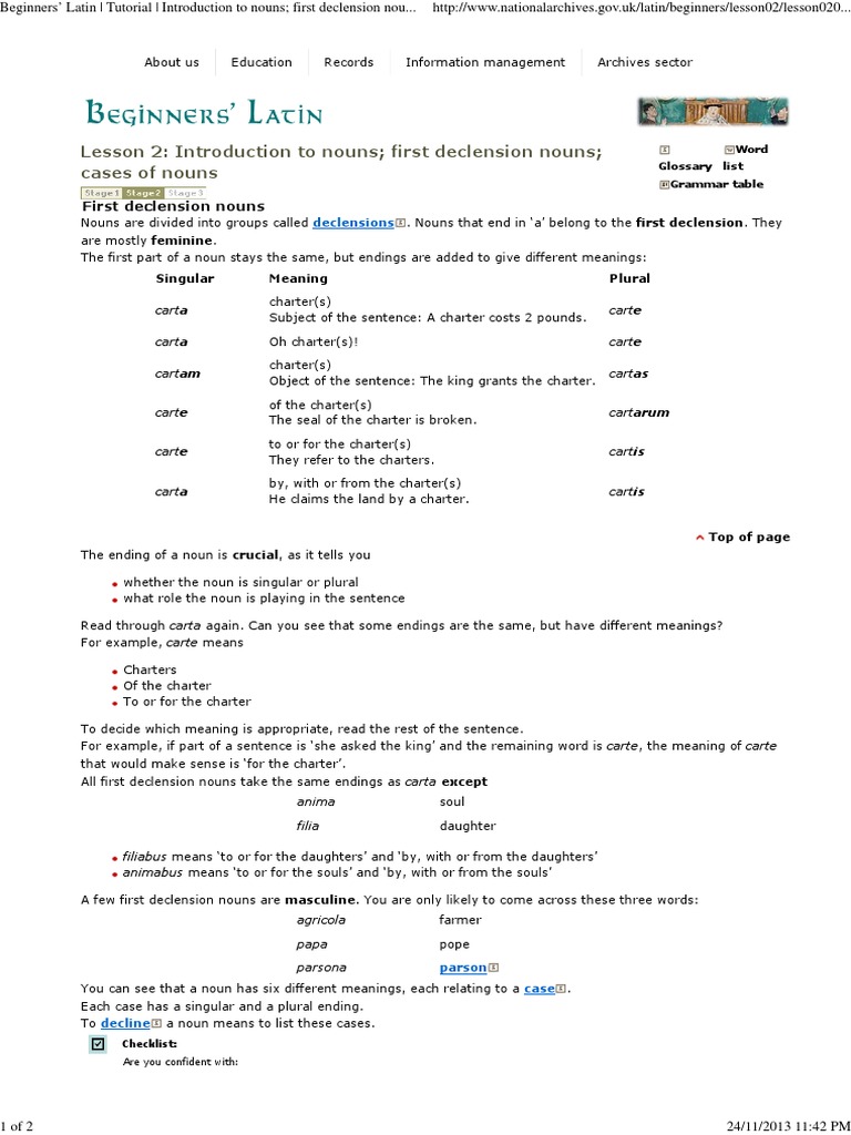 Beginners' Latin - Tutorial - 2 - Stage 2 | PDF | Noun | Plural