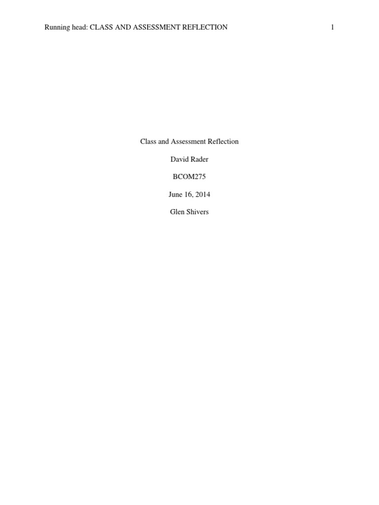 Class and Assessment Reflection | PDF