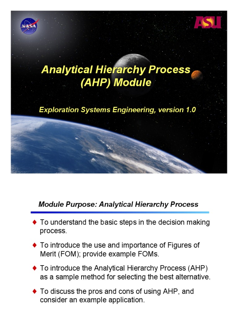 Analytical Hierarchy Process (AHP) Module: Exploration Systems ...