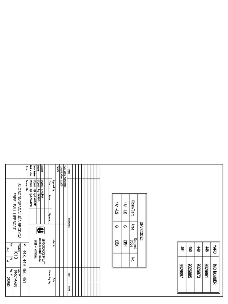 Freefall lifeboat drawing
