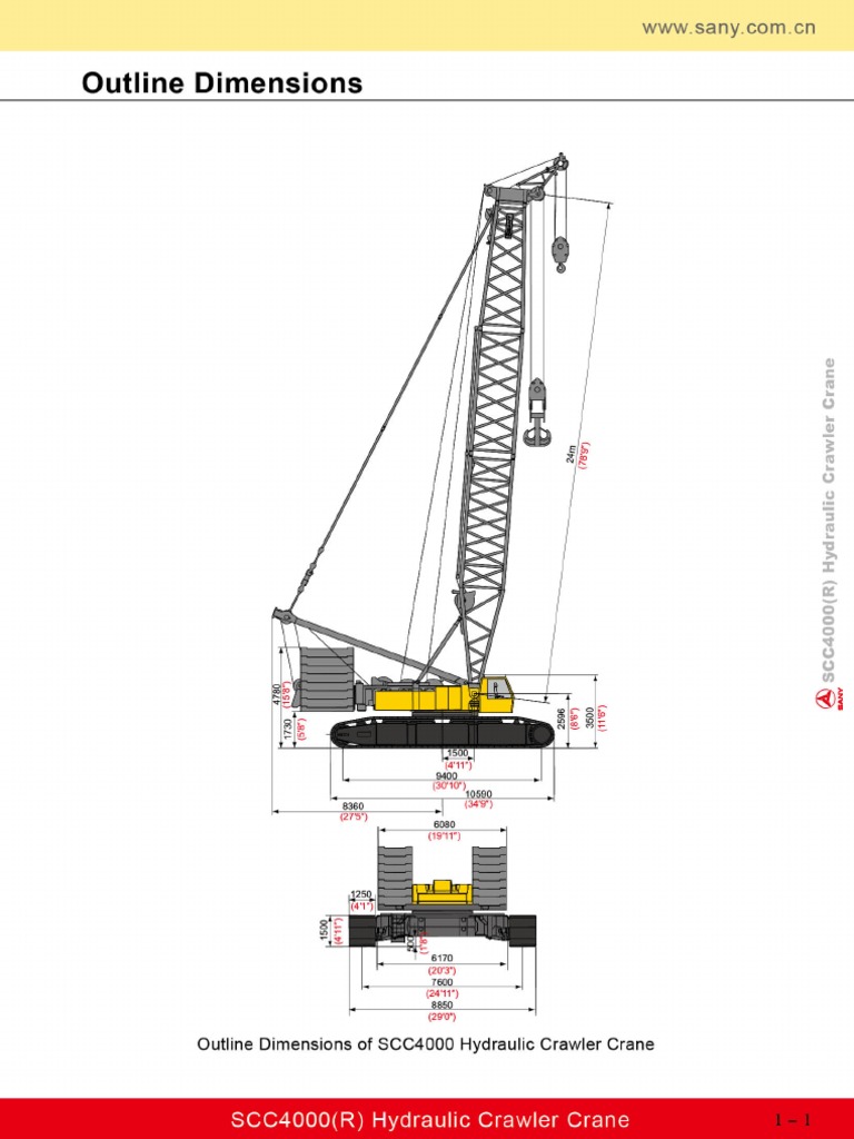 Loadchart Full 400 Ton Sany SCC4000 | PDF