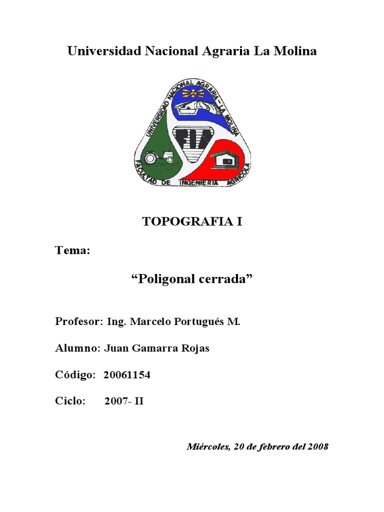 Poligonal cerrada Topografía I UNALM | PDF | Topografía | Observación ...