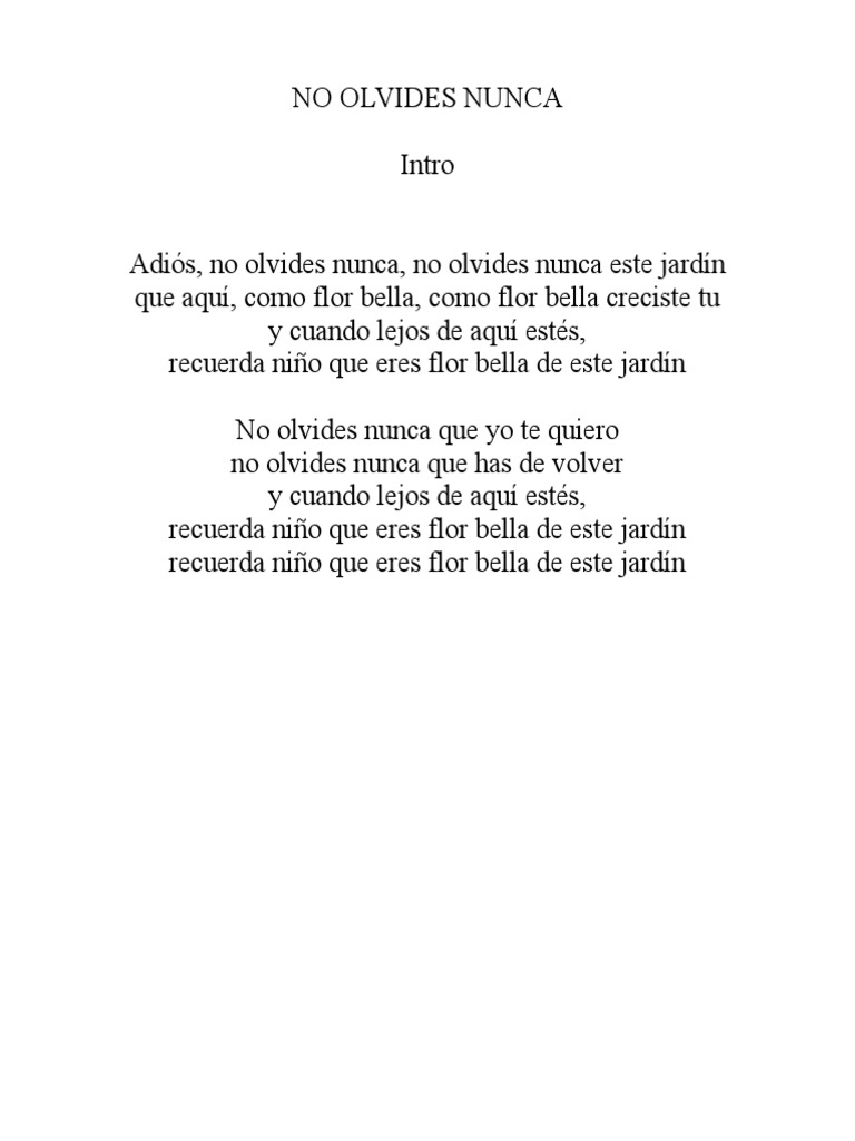 No Olvides Nunca Cancion | PDF