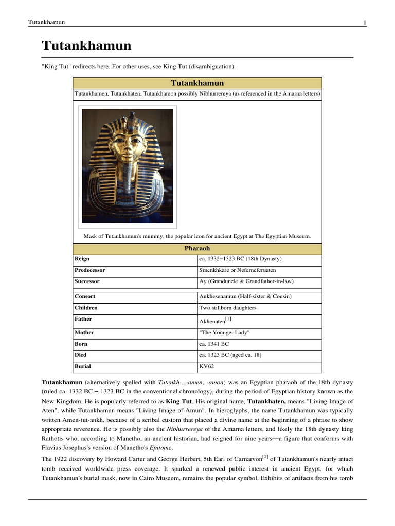 Tutankhamun | PDF | Tutankhamun | Ancient Egypt