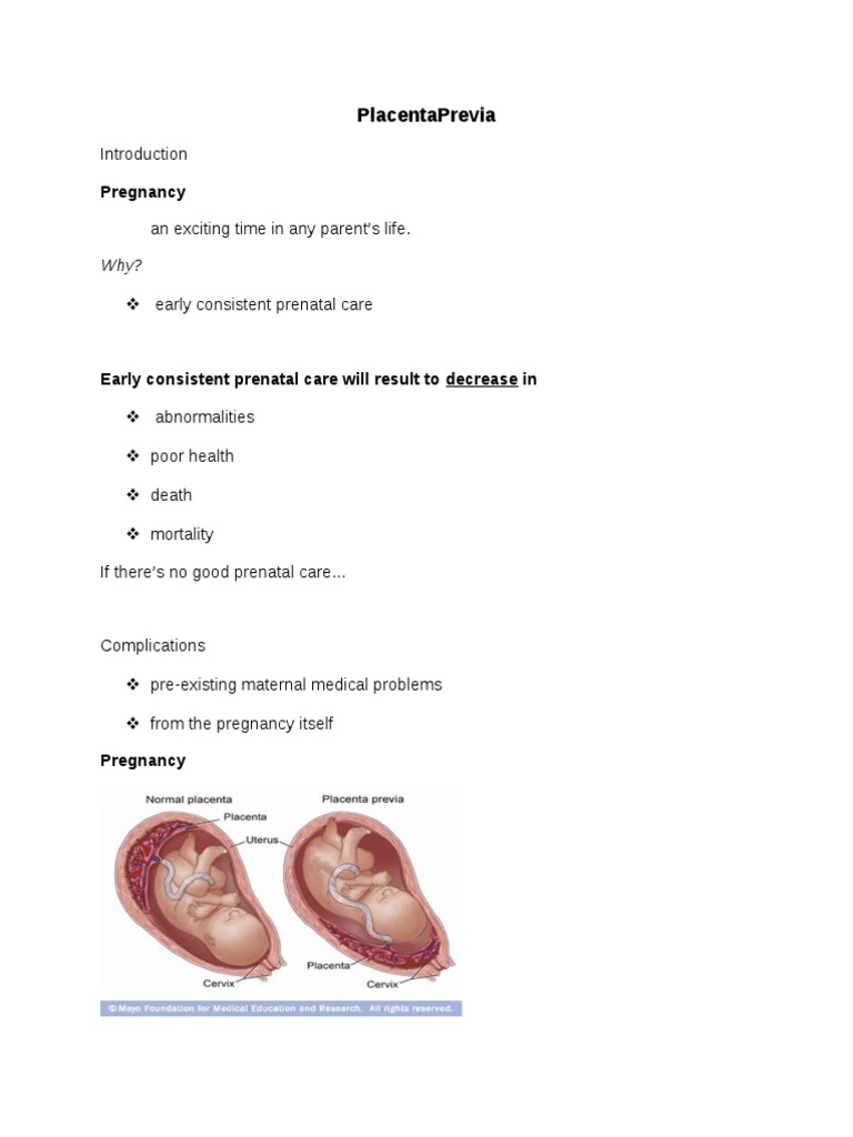 Placenta Previa | PDF | Fetus | Placenta