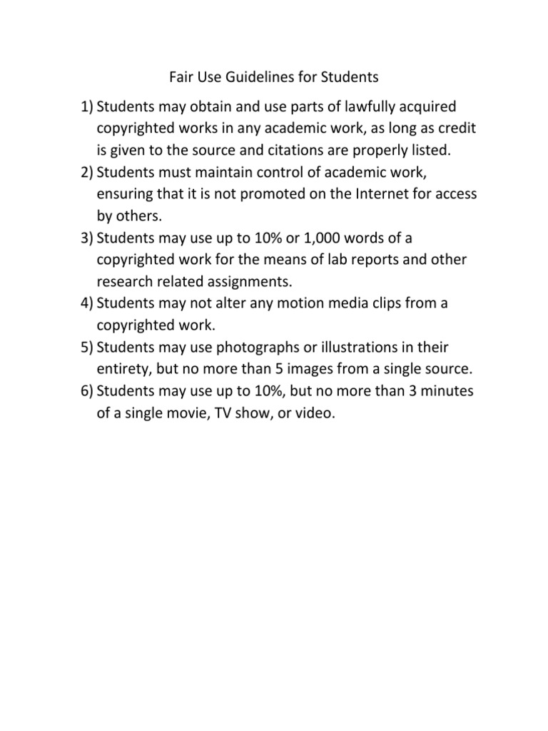 Fair Use Guidelines For Students | PDF | Technology & Engineering