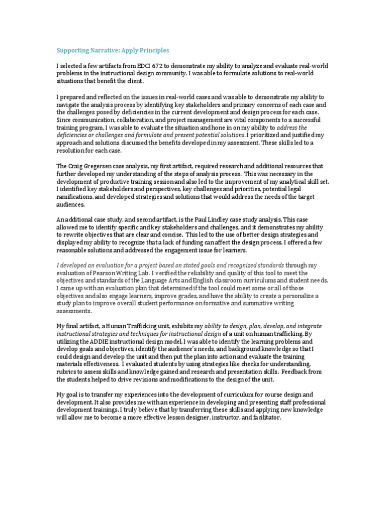 Comp7 Supportingnarrative CP | PDF | Instructional Design | Quality Of Life