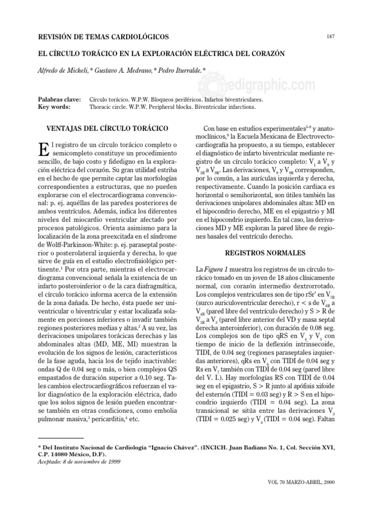 El Círculo Torácico en La Exploración Eléctrica Del Corazón | PDF ...