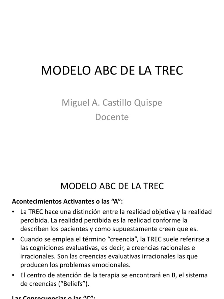Modelo ABC de La Trec | PDF | Terapia racional de comportamiento ...