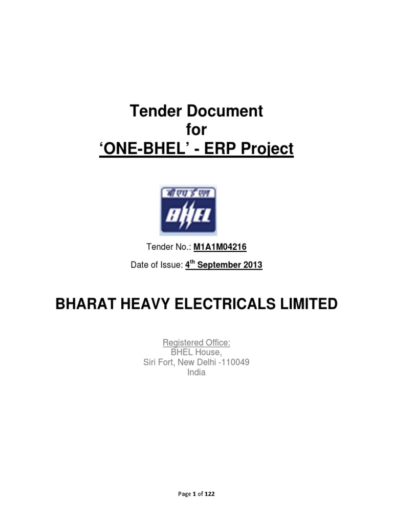 ONE BHEL ERP Tender Document1_1 | Power Station | Industries