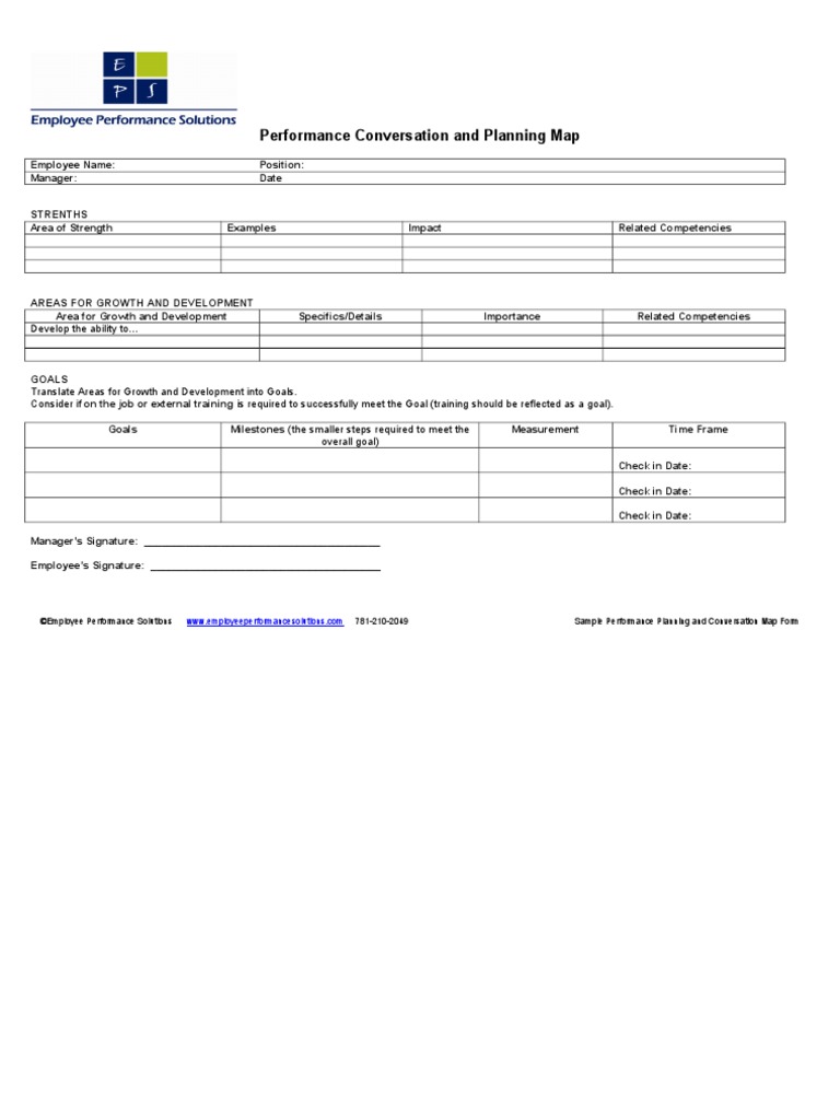 EPS Sample Performance Conversation and Planning Map | PDF