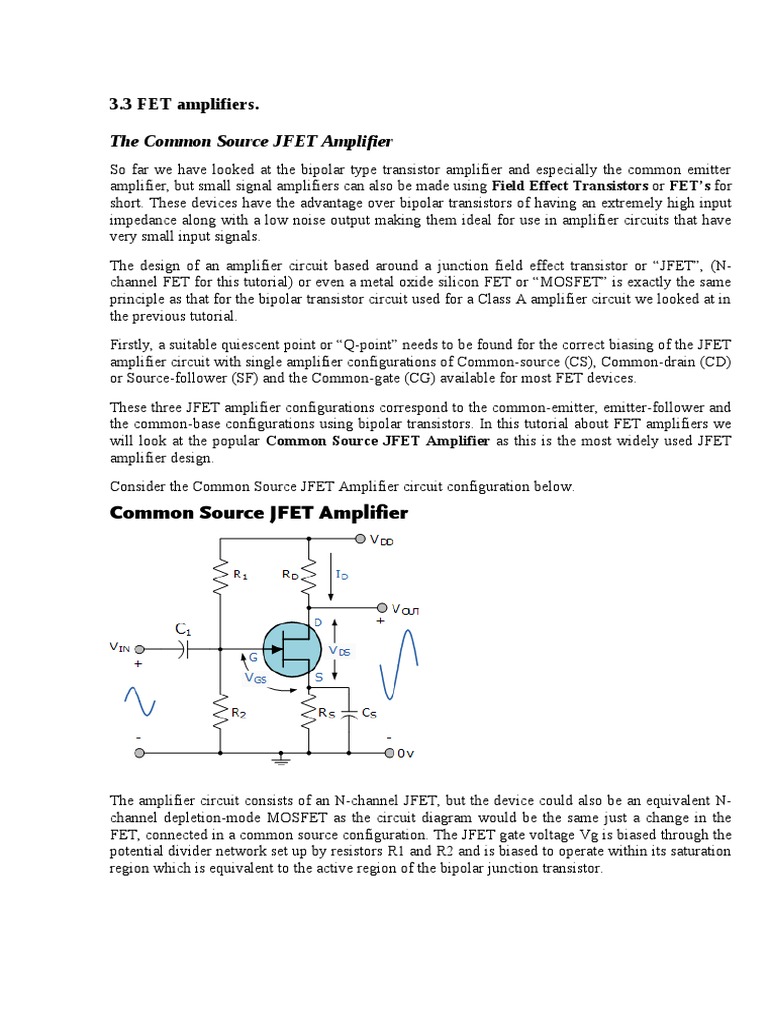 3.3 FET Amplifier | PDF | Field Effect Transistor | Amplifier