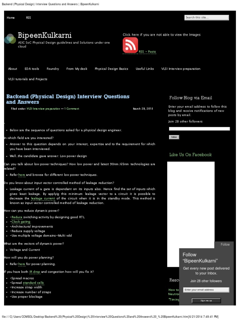 Physical Design Interview Questions Guide | PDF | Art | Technology ...