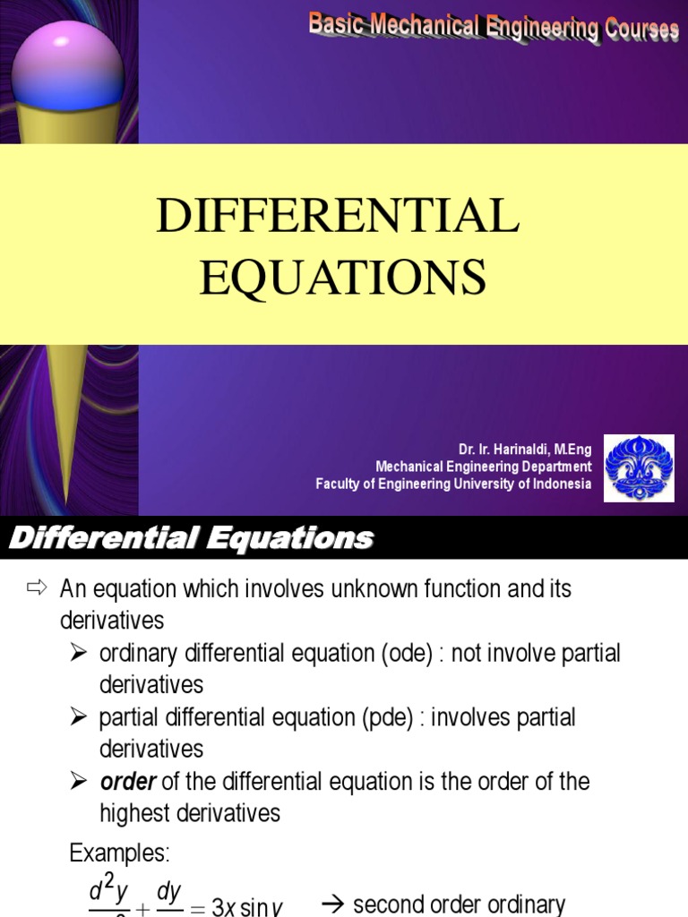 Engineering Mathematics Differential Equations | PDF | Equations ...