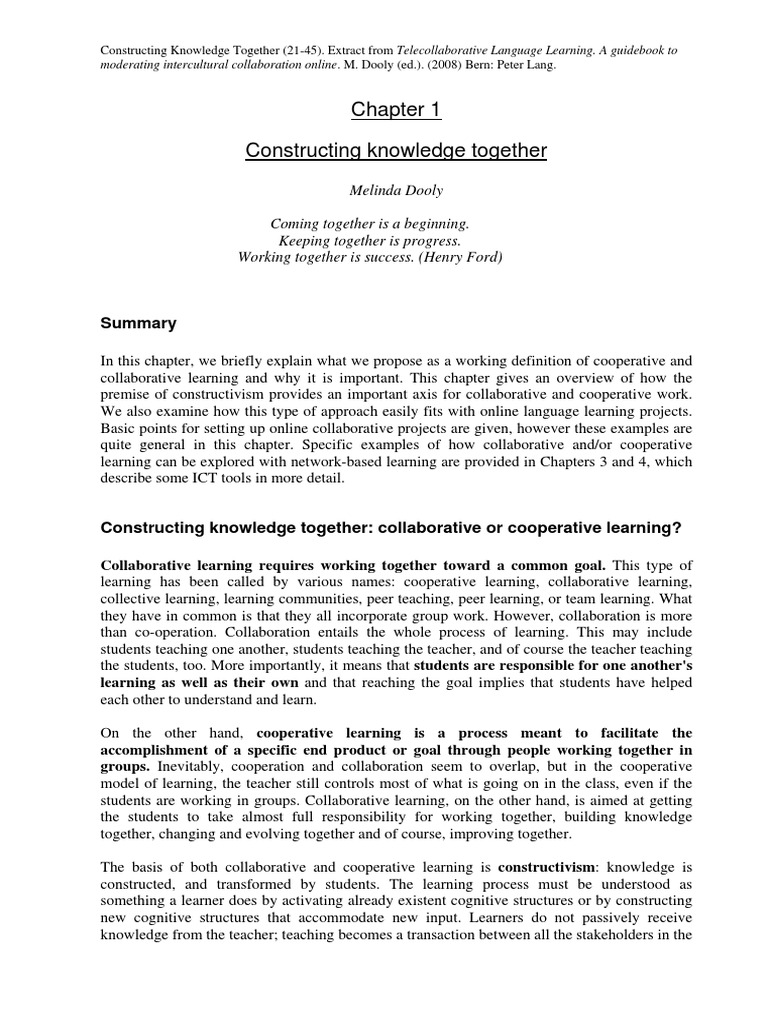 Constructing Knowledge Together | PDF | Educational Technology | Learning