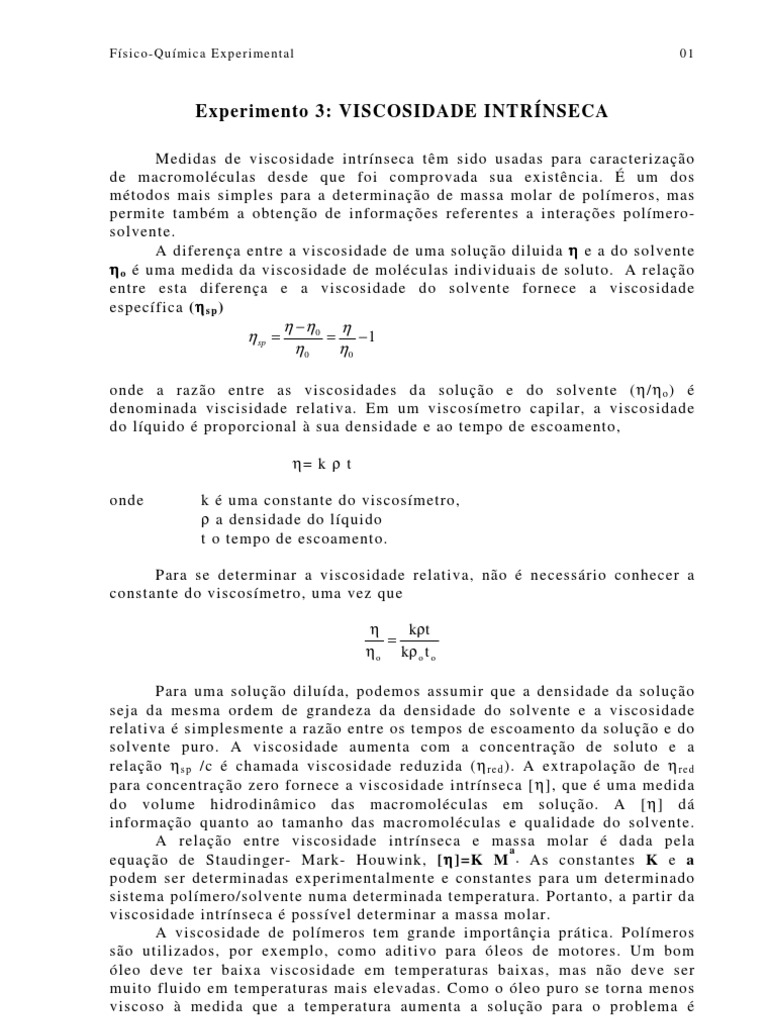 Experimento 3 Físico Química Pdf Solução Viscosidade