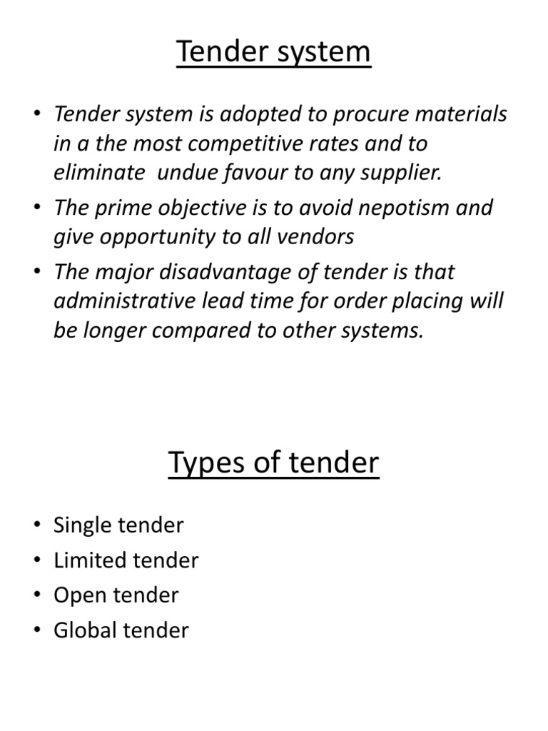 Tender System | PDF | Procurement | Market (Economics)
