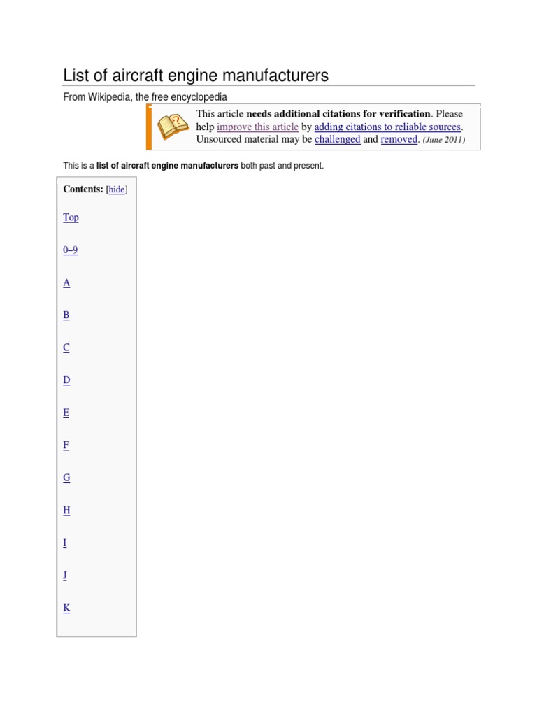 List of Aircraft Engine Manufacturers | PDF | Motor Vehicle ...