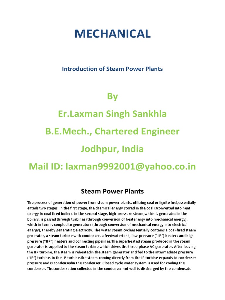 Steam Power Plant Overview | PDF | Steam | Steam Engine
