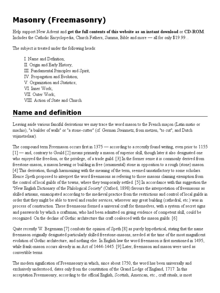 Masonry (Freemasonry) | PDF | Freemasonry | Religion And Belief