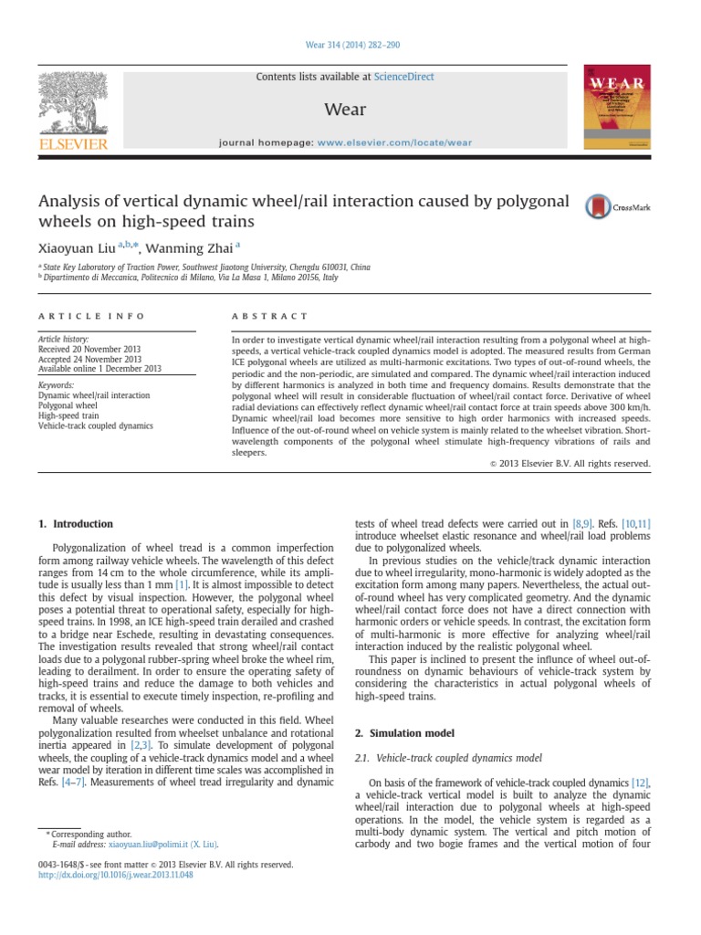 Analysis of Vertical Dynamic Wheel Rail Interaction Caused by Polygonal ...