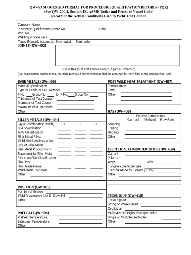 QW-483 | Welding | Metals