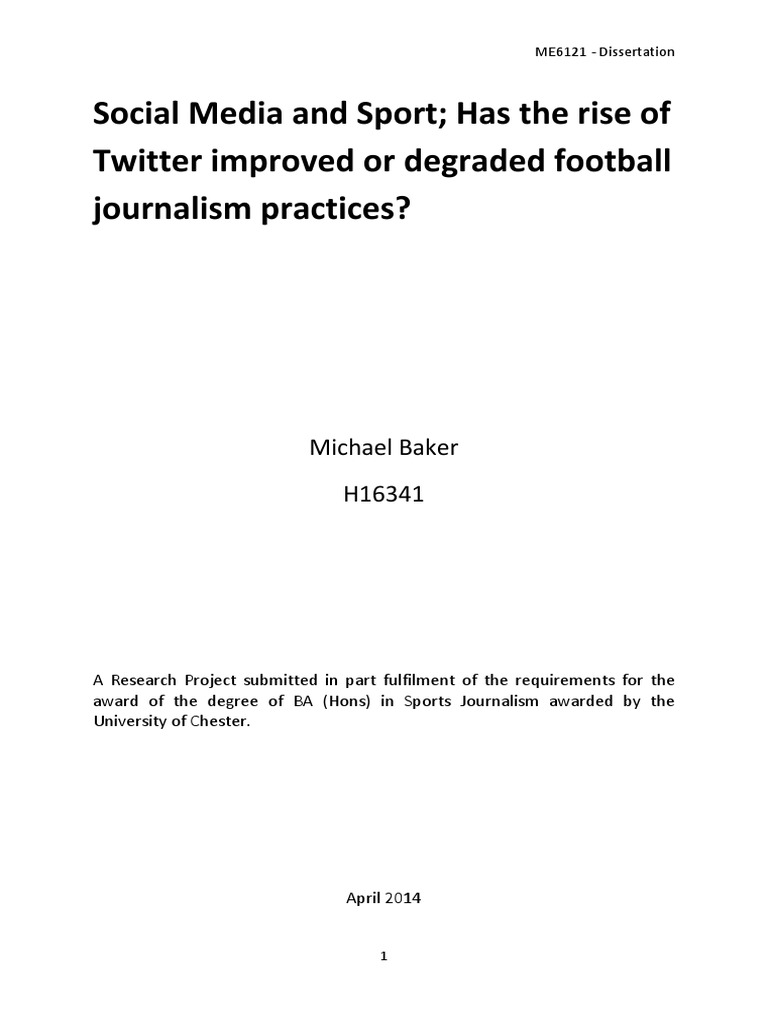 Dissertation: Social Media and Sport - Has The Rise of Twitter Improved ...