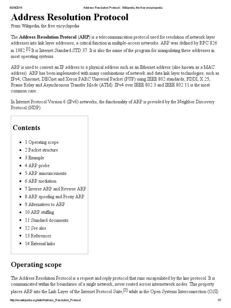Address Resolution Protocol PDF | PDF | Computer Standards | Media ...
