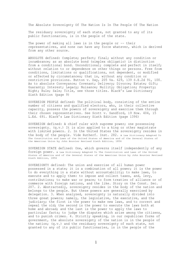 The Absolute Sovereignty of The Nation Is in The People of The Nation ...